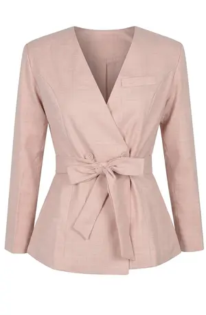 MODENAIRE Wrap Blazer With Tie Belt