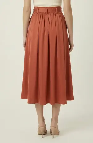 MODENAIRE Midi Skirt With Button-front Closure And Waist Tie