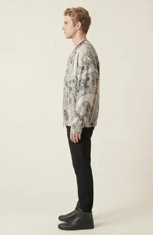 MODENAIRE Printed Zip-front Jacket - Ivory/grey