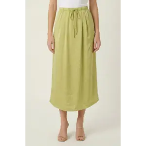 MODENAIRE Midi Skirt With Elastic Waistband - Chartreuse