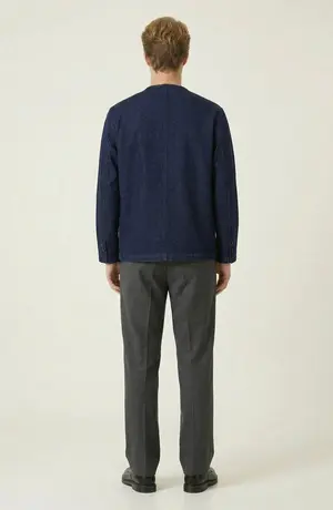 MODENAIRE Collarless Utility Pocket Jacket
