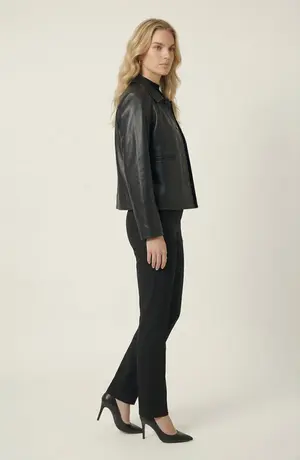 MODENAIRE Leather Button Front Jacket