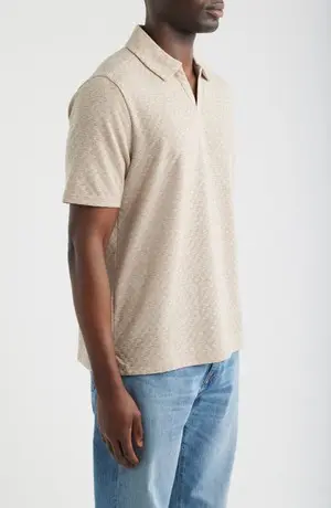Johnston & Murphy Basketweave Johnny Collar Polo