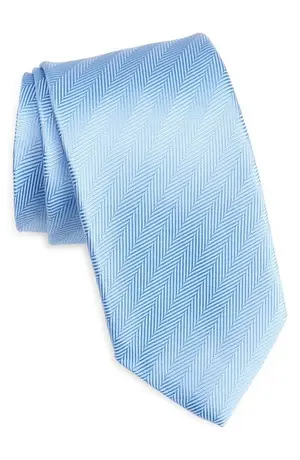 David Donahue Herringbone Jacquard Neck Tie - Sky