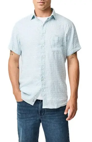 Rodd & Gunn Glenene Sports Fit Microprint Short Sleeve Linen Button-up Shirt - Dusk