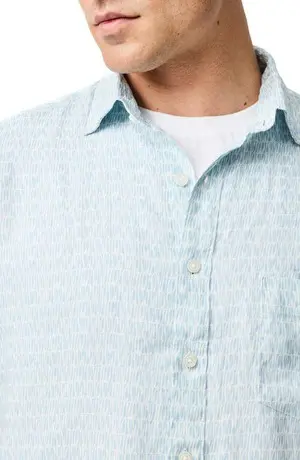 Rodd & Gunn Glenene Sports Fit Microprint Short Sleeve Linen Button-up Shirt - Dusk