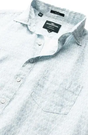 Rodd & Gunn Glenene Sports Fit Microprint Short Sleeve Linen Button-up Shirt - Dusk