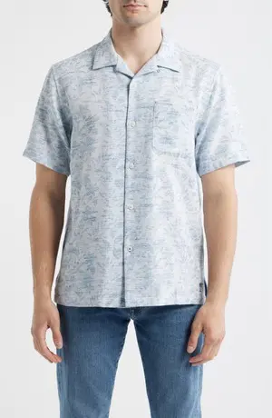 Tommy Bahama Torres Gardens Floral Jacquard Short Sleeve Button-up Shirt - Deep Space