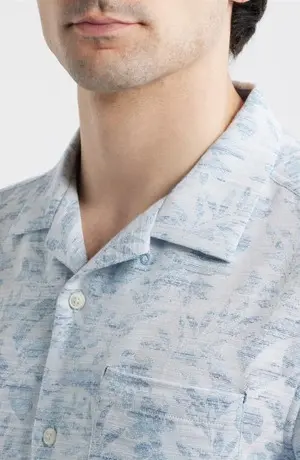 Tommy Bahama Torres Gardens Floral Jacquard Short Sleeve Button-up Shirt - Deep Space