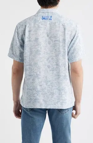 Tommy Bahama Torres Gardens Floral Jacquard Short Sleeve Button-up Shirt - Deep Space