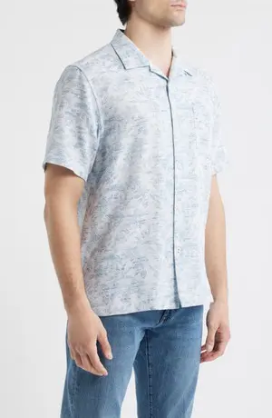 Tommy Bahama Torres Gardens Floral Jacquard Short Sleeve Button-up Shirt - Deep Space