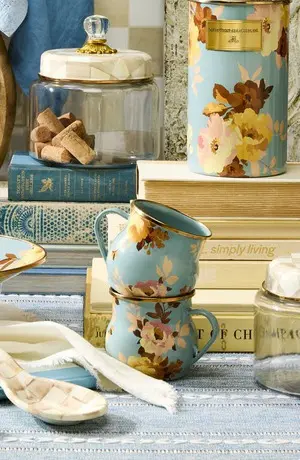 MACKENZIE-CHILDS Wild Rose Slate Enameled Steel Mug - Blue