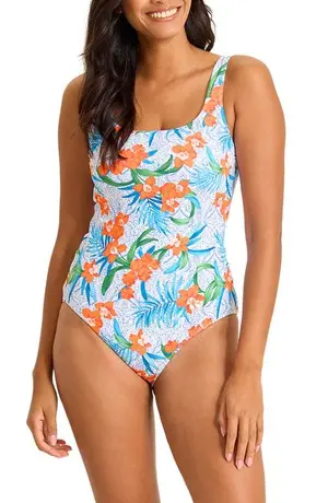 Tommy Bahama Goa Tropical Reversible Upf 50+ One-piece Swimsuit - Blue Multi