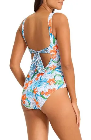 Tommy Bahama Goa Tropical Reversible Upf 50+ One-piece Swimsuit