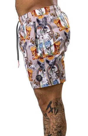 MACEOO Printed Swim Trunks - Brown
