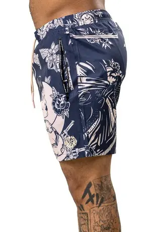 MACEOO Printed Swim Trunks - Black