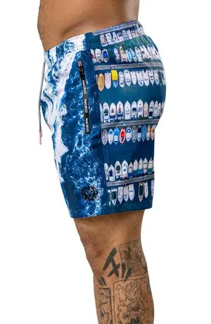 MACEOO Marthyr Print Swim Trunks - Blue