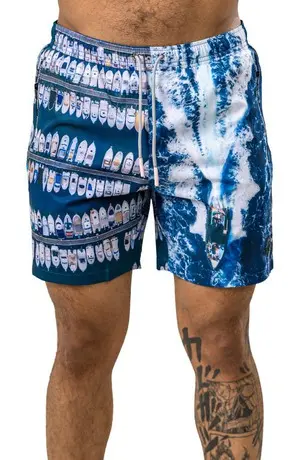 MACEOO Marthyr Print Swim Trunks - Blue