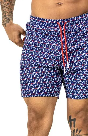 MACEOO Printed Swim Trunks - Blue