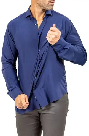 MACEOO Eins Marthy Contemporary Fit Button-up Shirt - Blue