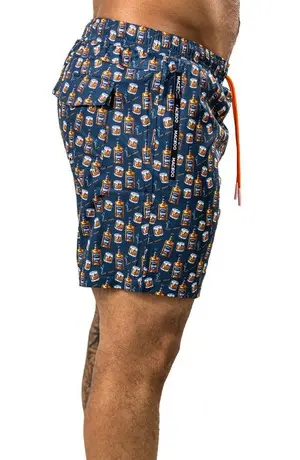 MACEOO Printed Swim Trunks - Black