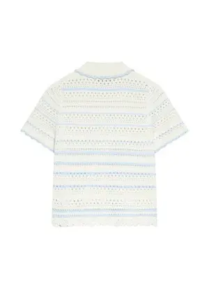 Mint Velvet Cotton Blend Stripe Crochet Top - Ivory