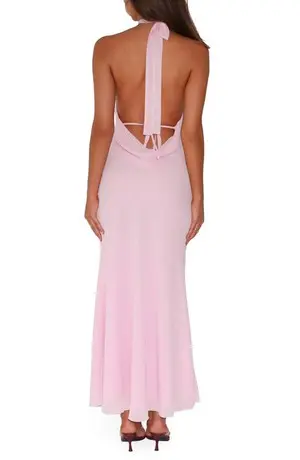 TIGER MIST Georgette Halter Neck Gown