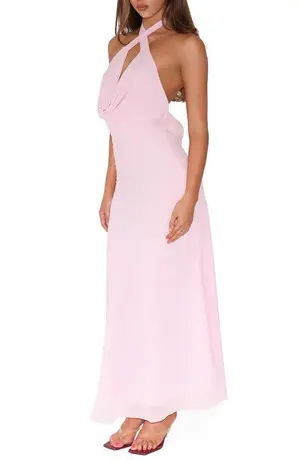 TIGER MIST Georgette Halter Neck Gown