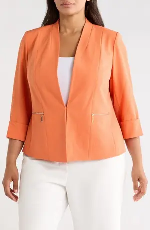 KASPER Zip Pocket Jacket - Mandarin
