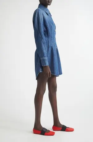 Givenchy Long Sleeve Denim Cocoon Mini Shirtdress - Medium Blue
