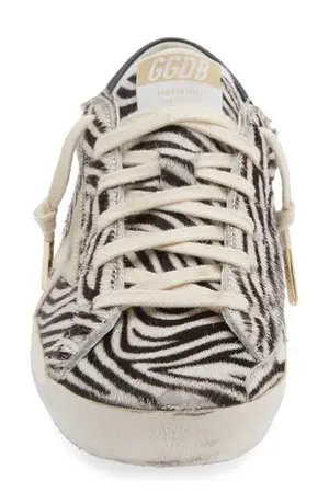 GOLDEN GOOSE Super-star Zebra Print Calf Hair Sneakers - White/black/platinum
