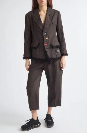 Undercover Crop Linen Straight Leg Pants