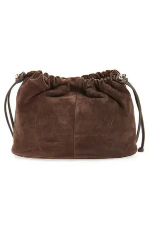 Strathberry Midi Suede Drawstring Handbag - Chocolate