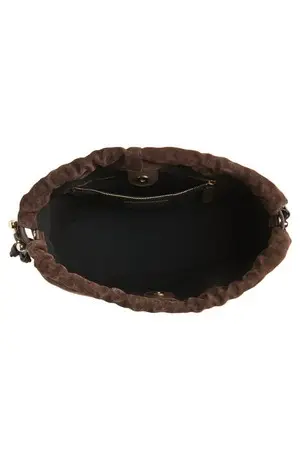 Strathberry Midi Suede Drawstring Handbag - Chocolate