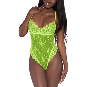 DREAMGIRL S Sheer Lace Teddy - Citru