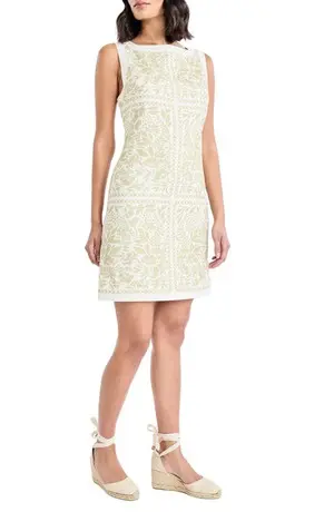 Maggy London Sleeveless Floral Linen Blend Dress