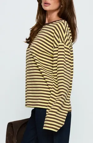 Princess Polly Striped Oversized T-shirt - Brown