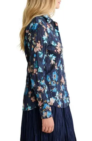 NZ BY NIC AND ZOE Floral Button-up Crinkle Shirt