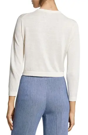 Theory Linen-blend Crop Cardigan - Bone