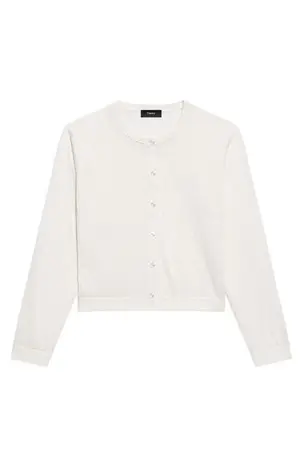 Theory Linen-blend Crop Cardigan - Bone