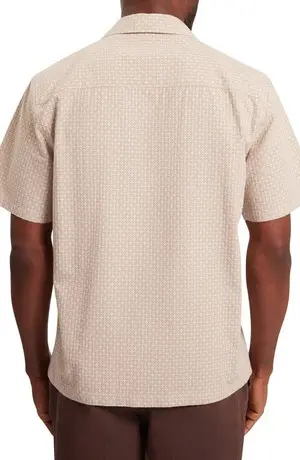 Ted Baker London Merrick Geo Print Cotton Camp Shirt - Beige