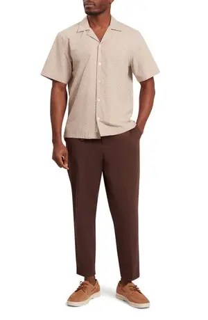 Ted Baker London Merrick Geo Print Cotton Camp Shirt - Beige