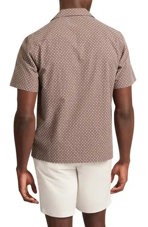Ted Baker London Merrick Geo Print Cotton Camp Shirt - Brown