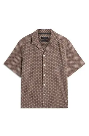Ted Baker London Merrick Geo Print Cotton Camp Shirt - Brown