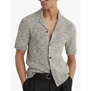 REISS Addis Cuban-collar Stretch-knit Shirt