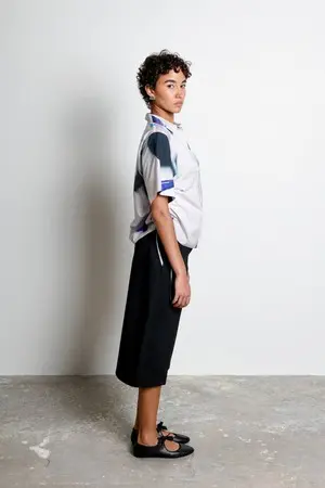 UNTITLED IN MOTION Ties Adjustable Short Sleeve Button-down Top