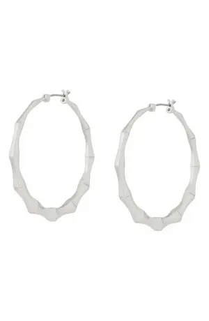 ALLSAINTS Medium Angular Hoop Earrings - Warm Silver