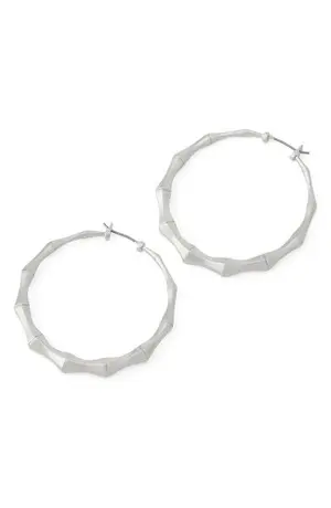 ALLSAINTS Medium Angular Hoop Earrings - Warm Silver