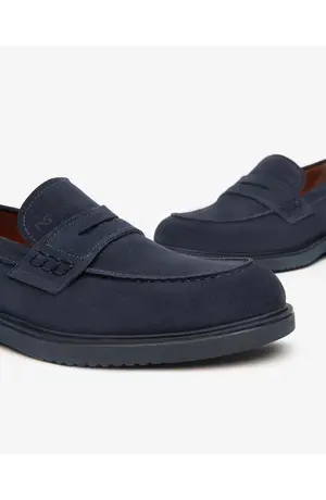 NEROGIARDINI Suede Penny Loafers - Navy