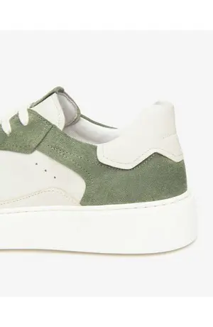 NEROGIARDINI Retro Low Top Sneakers - White/sage